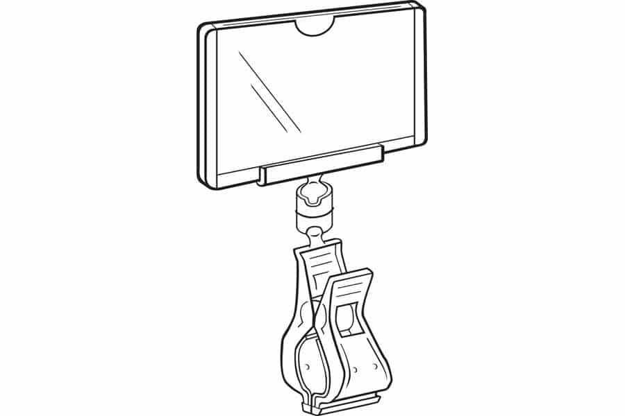 PINCH CLIP WITH SIGN HOLDER 3X5 - Detroit Store Fixture Co. | Custom ...