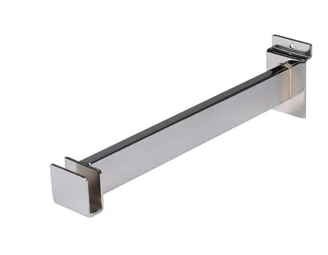RECTANGULAR RAIL BRACKET CHROME | Detroit Store Fixture